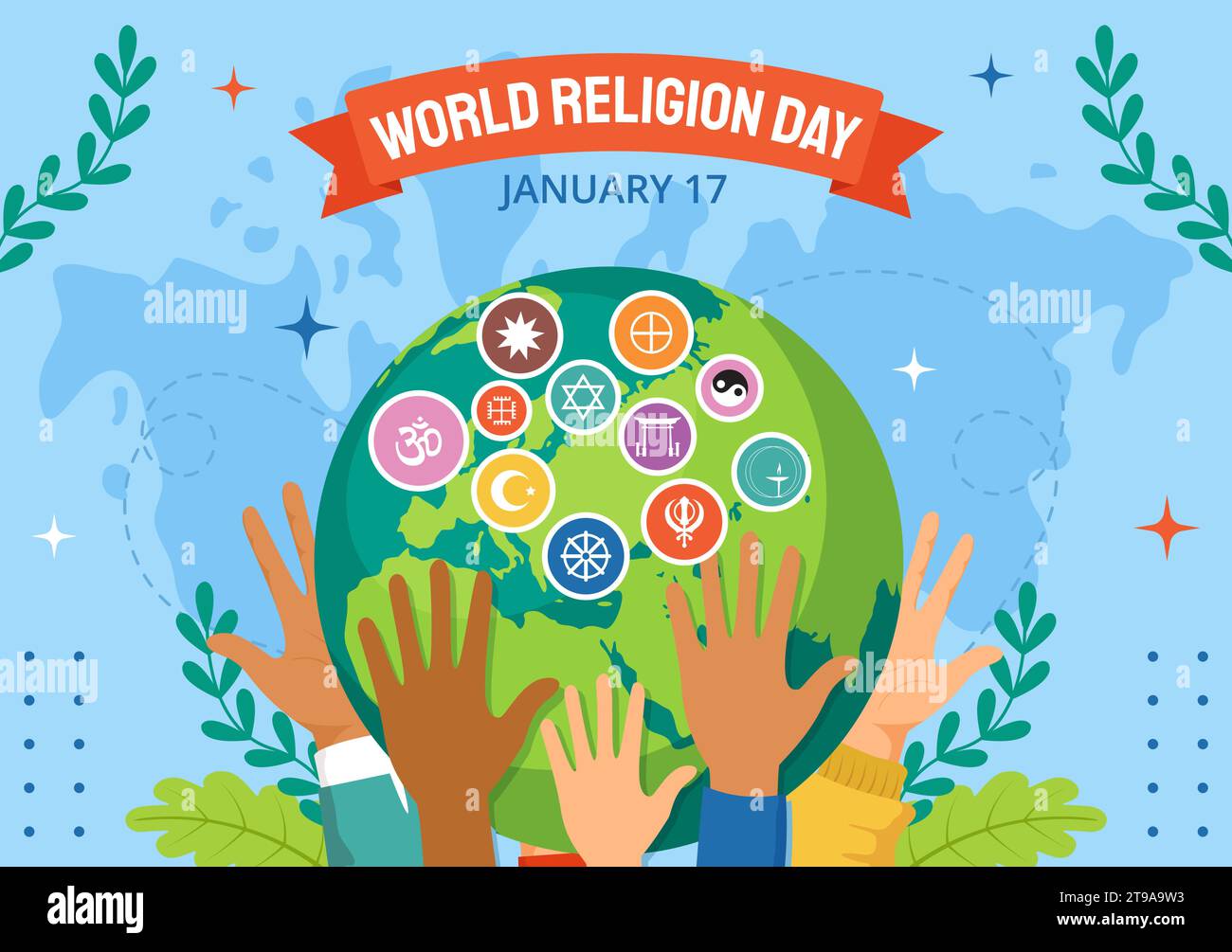 Religion Day Social Media Background Flat Cartoon Hand Drawn Templates ...
