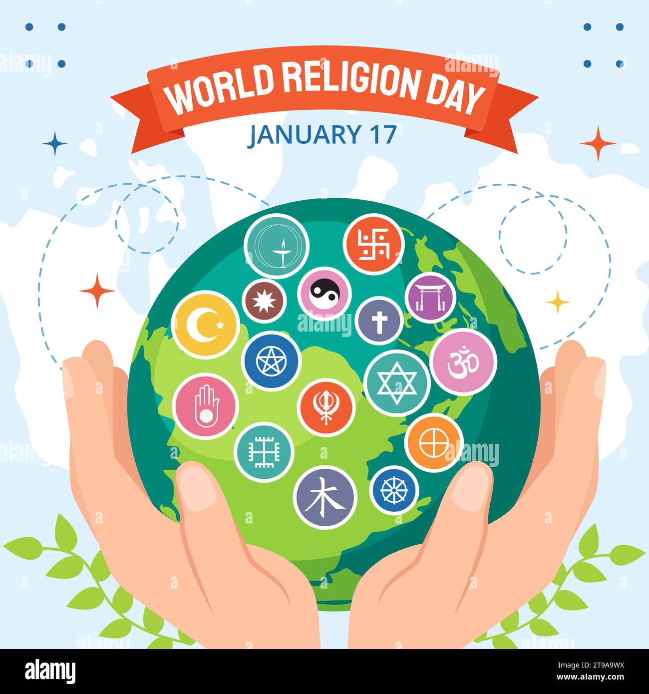 Religion Day Social Media Illustration Flat Cartoon Hand Drawn ...