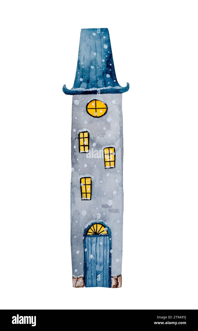 Old Cottage In Winter Is A Hand-Drawn Watercolor Painting Stock Photo ...