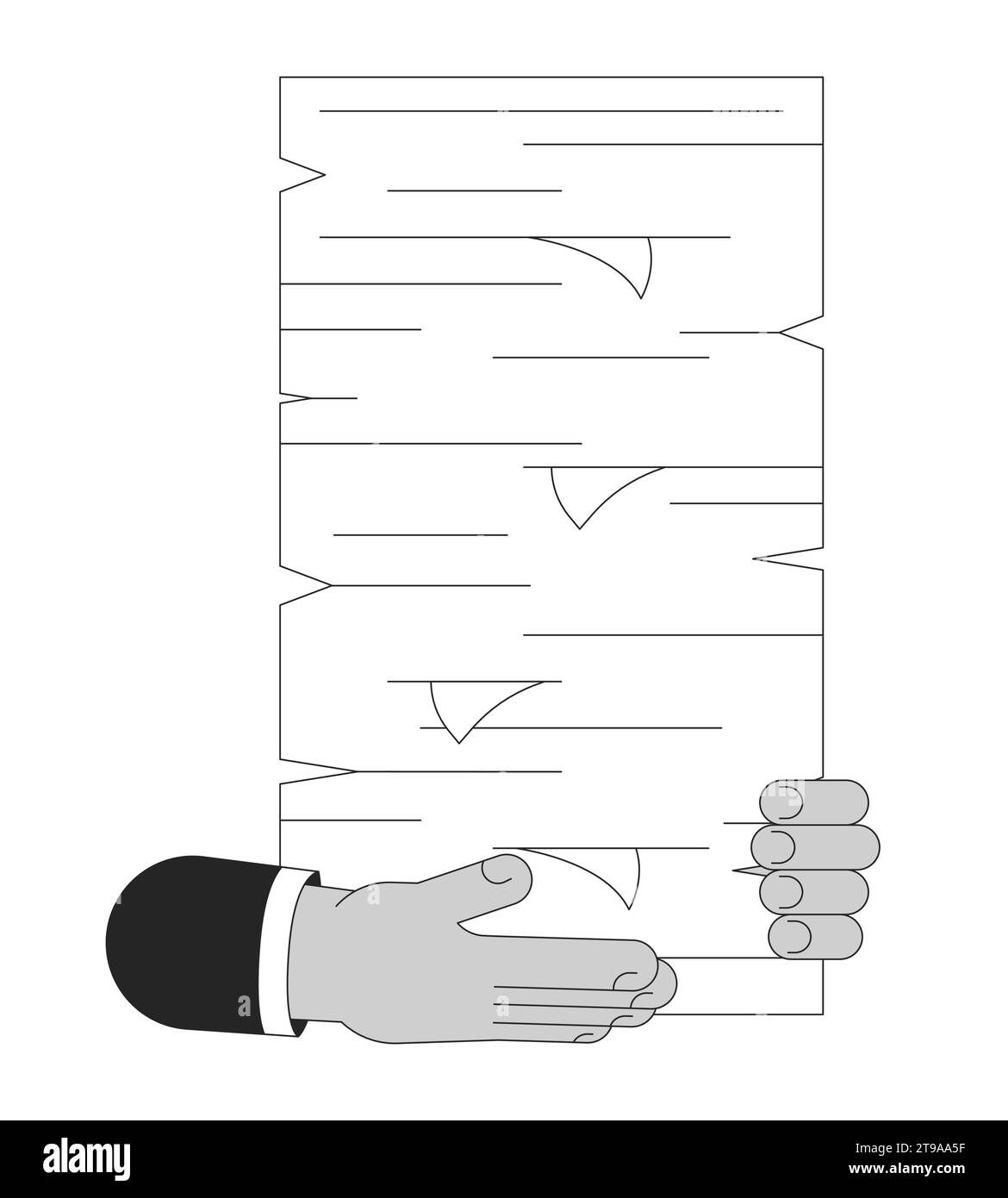 Holding paperwork pile cartoon human hands outline illustration Stock ...