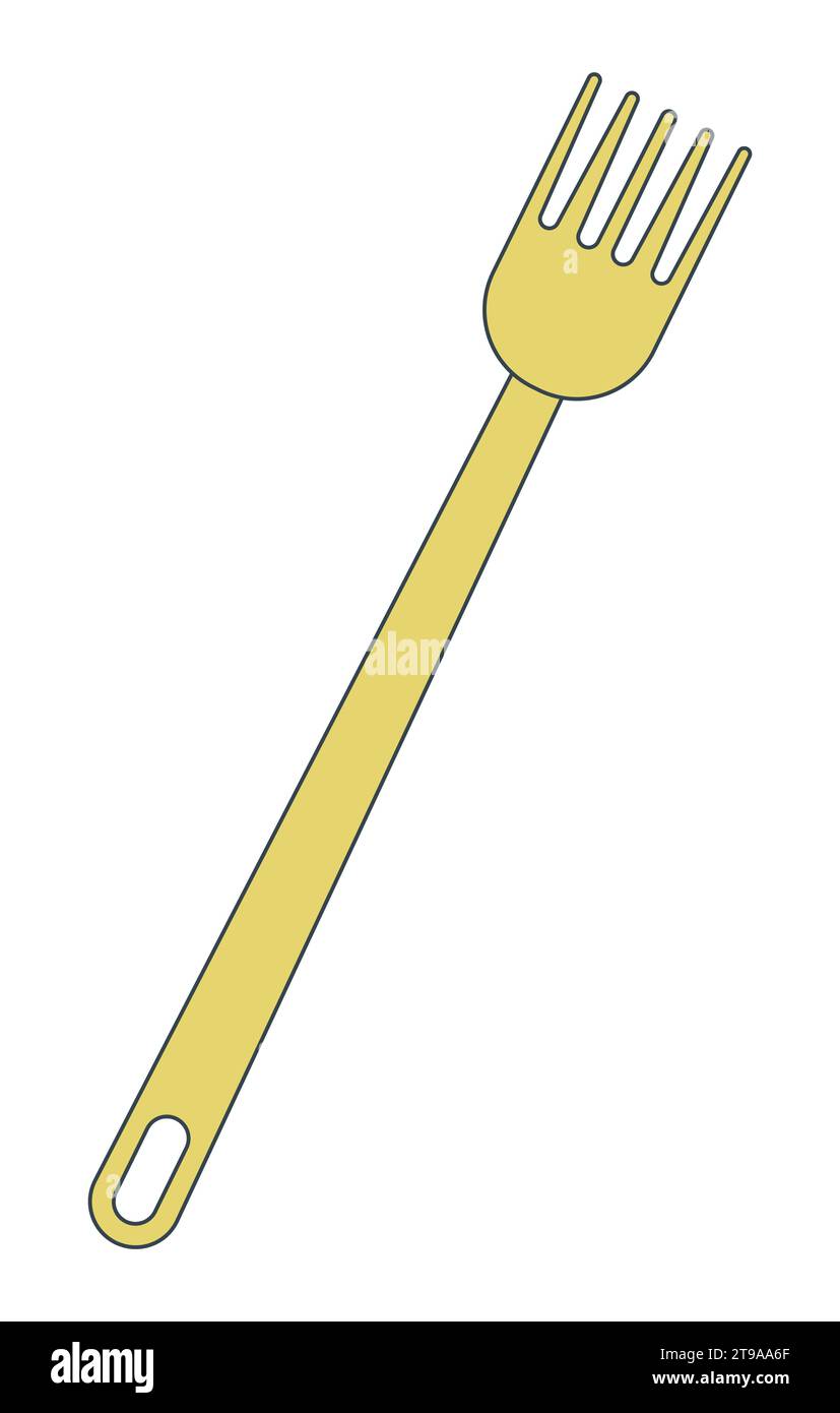 Fork utensil 2D linear cartoon object Stock Vector Image & Art - Alamy