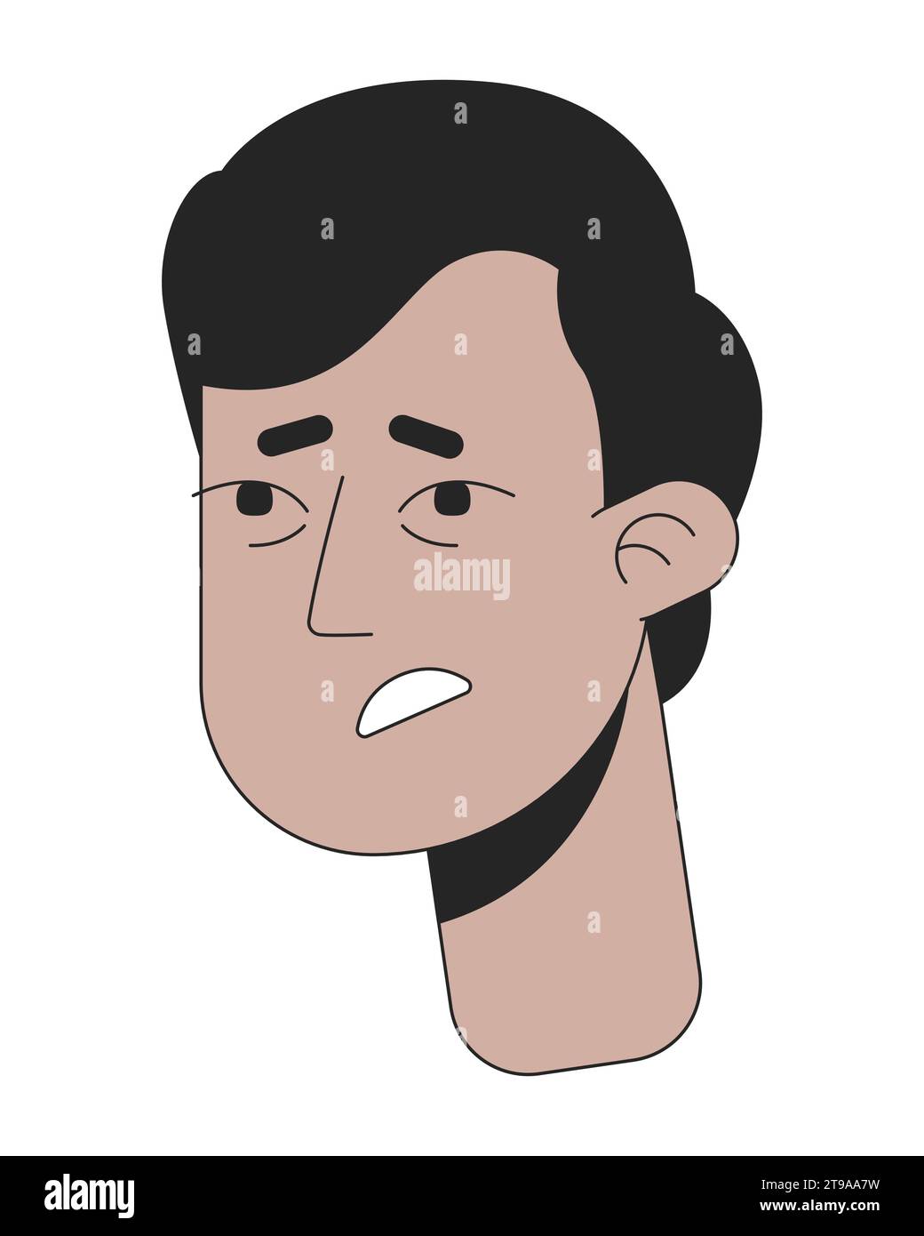 South asian young adult man feeling sick 2D linear vector avatar ...