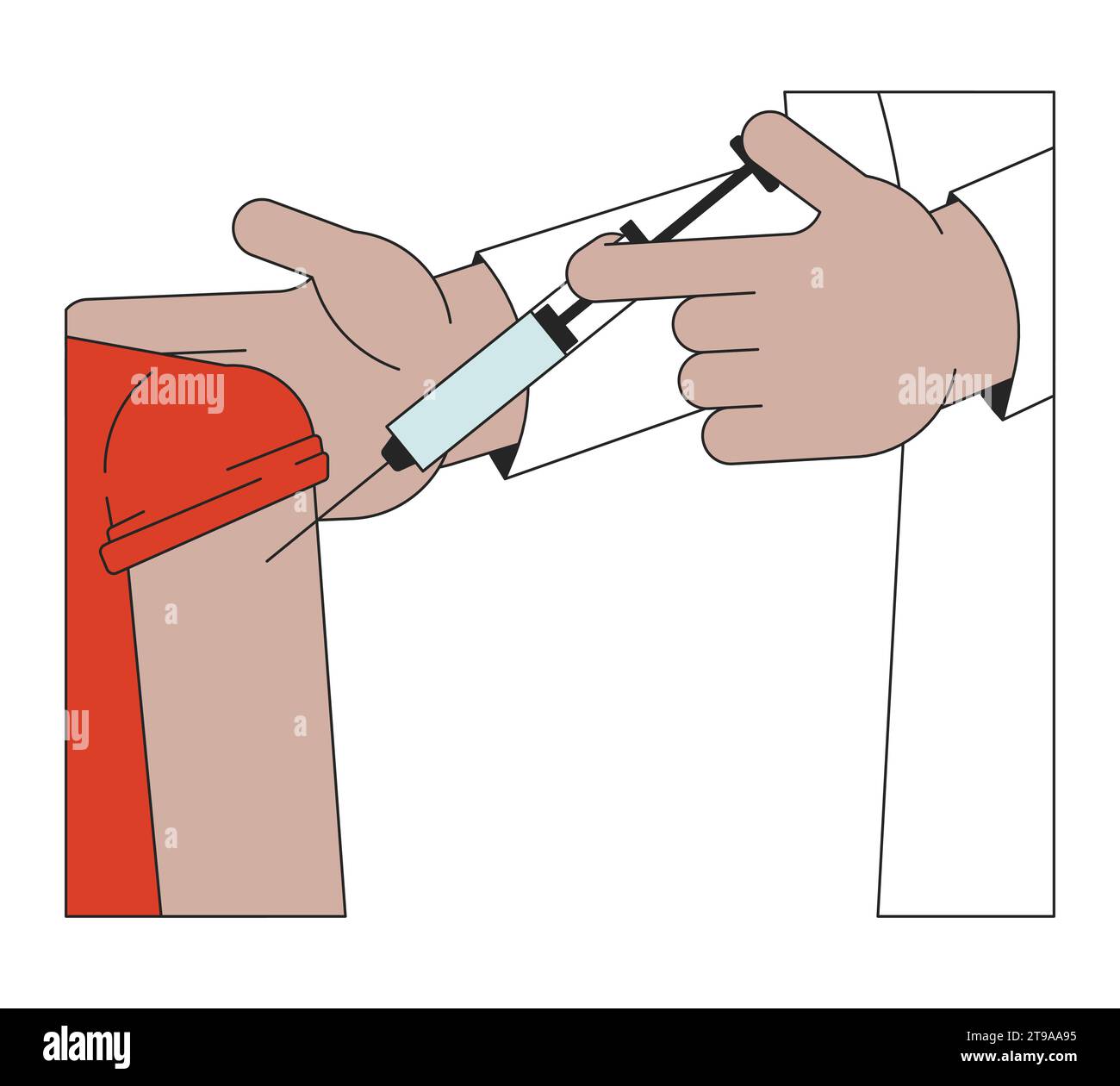 Get your flu shot 2D linear cartoon hands close-up Stock Vector Image ...