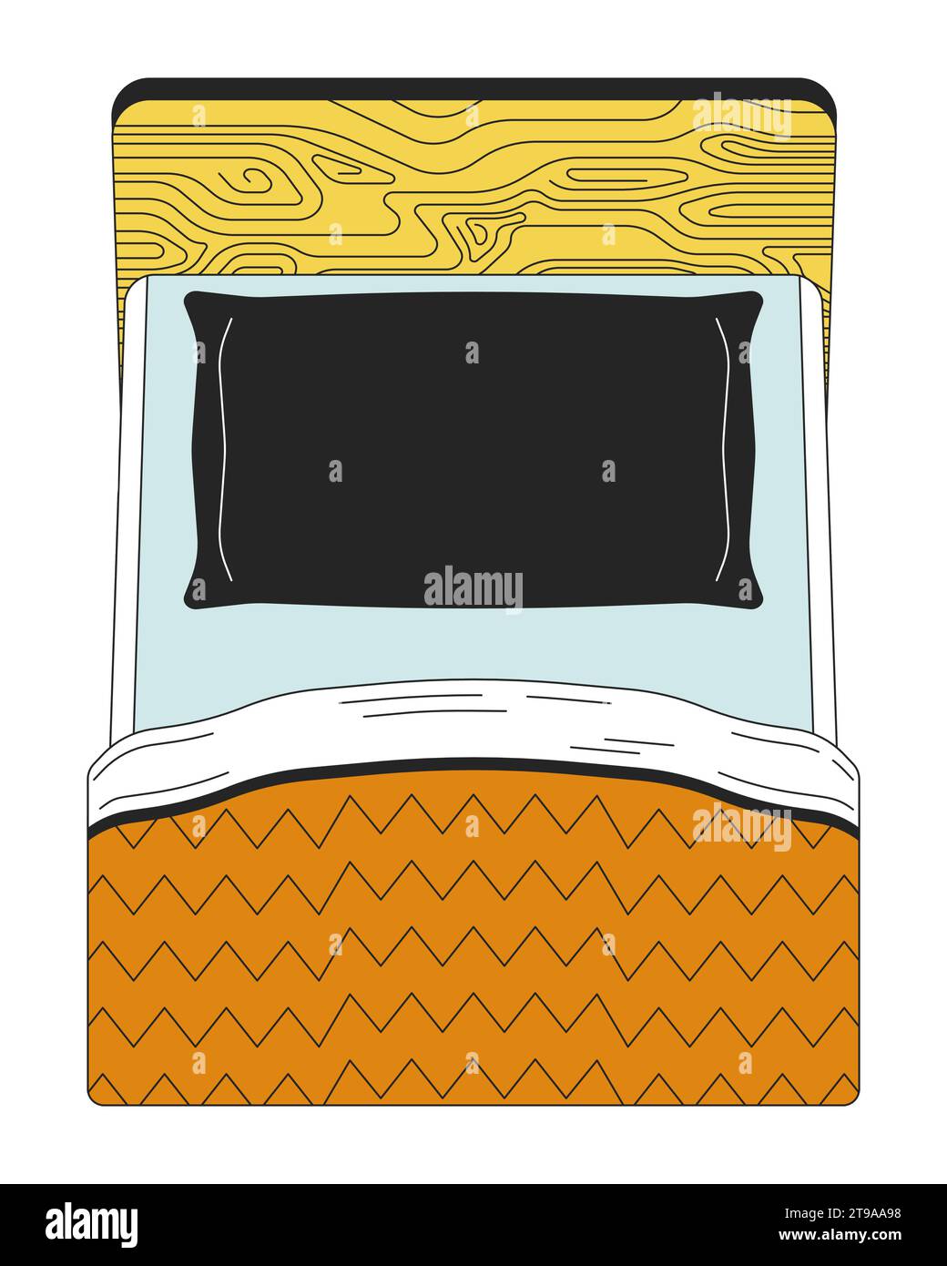 Pillow Bed Top View 2d Linear Cartoon Object Stock Vector Image And Art