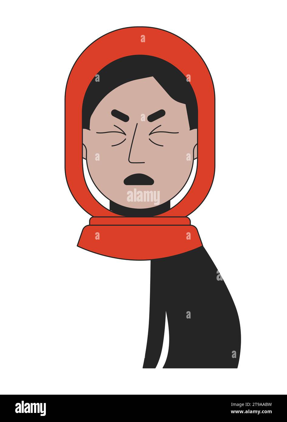Muslim hijab woman winced in pain 2D linear vector avatar illustration ...