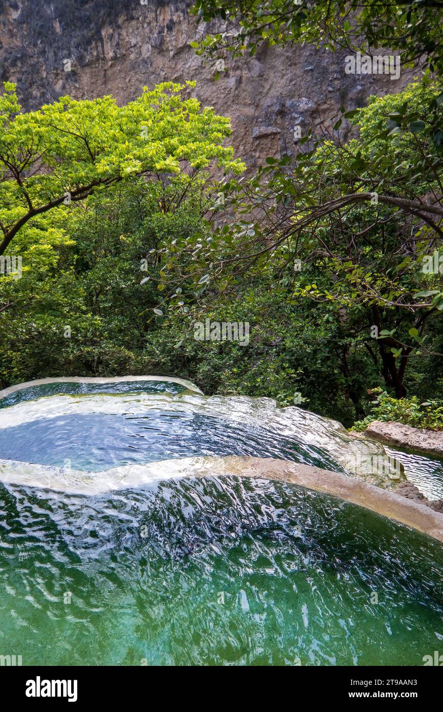 Explore serene beauty of Tolantongo Grutas. Lush forests, tranquil waters, diverse plant life ...