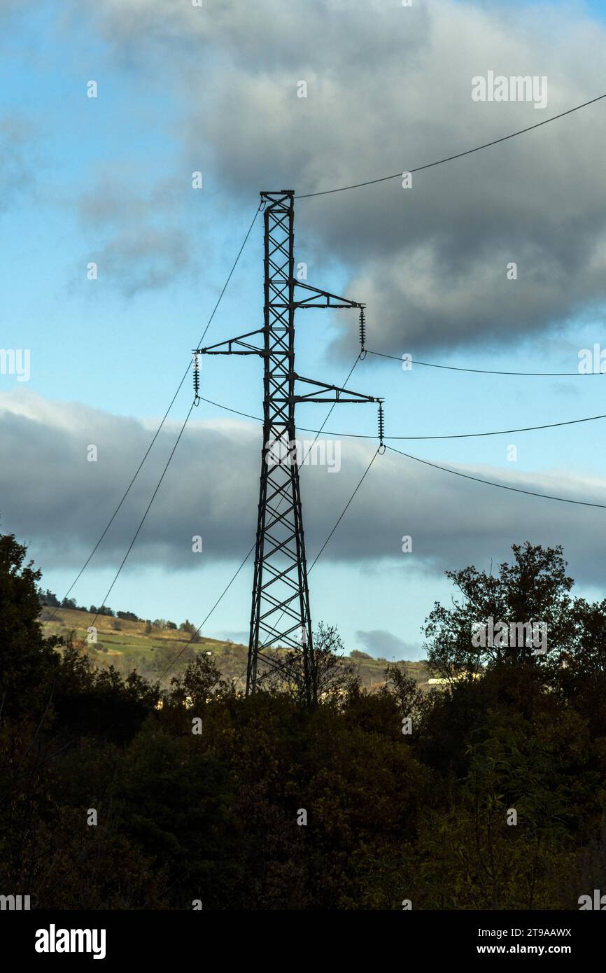 A high voltage pylon in rural landscape in France Stock Photo - Alamy