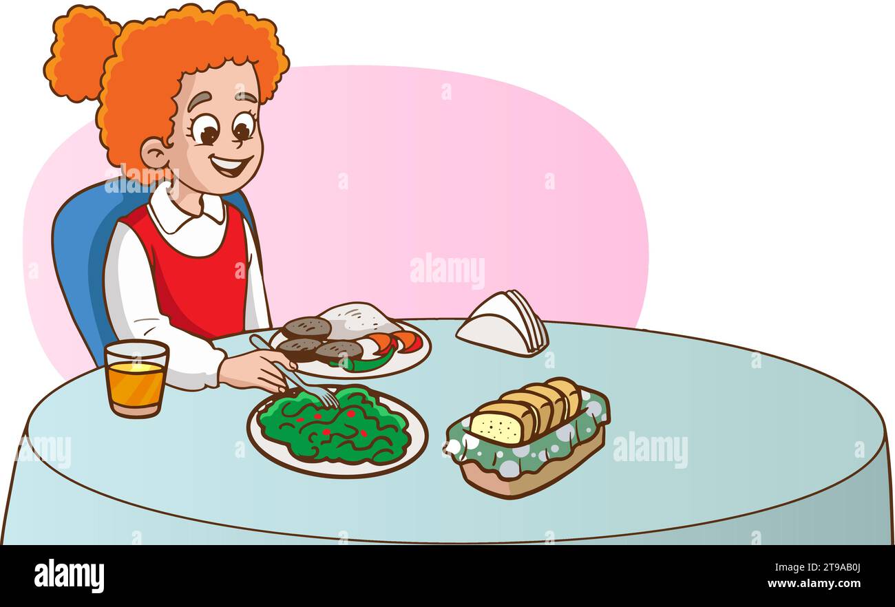 cute kids eating cartoon vector Stock Vector Image & Art - Alamy