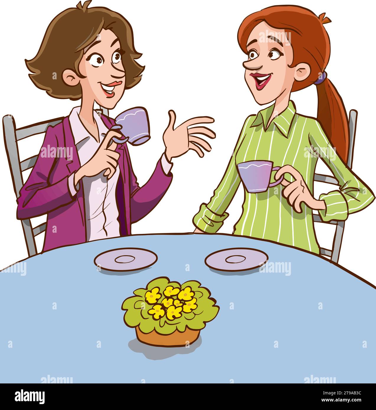 Women Drinking Coffee cartoon vector illustration Stock Vector Image ...