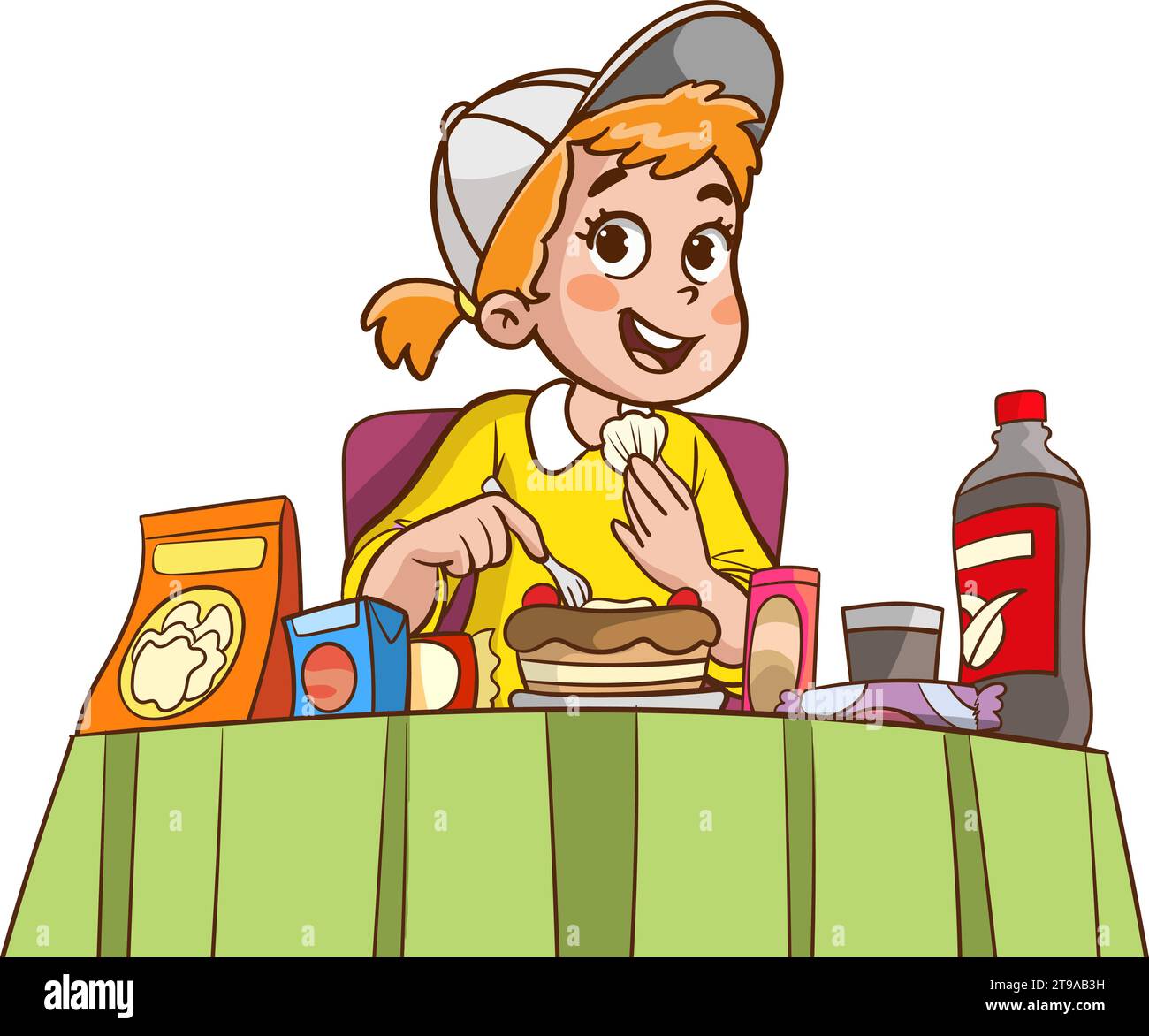 cute kids eating cartoon vector Stock Vector Image & Art - Alamy