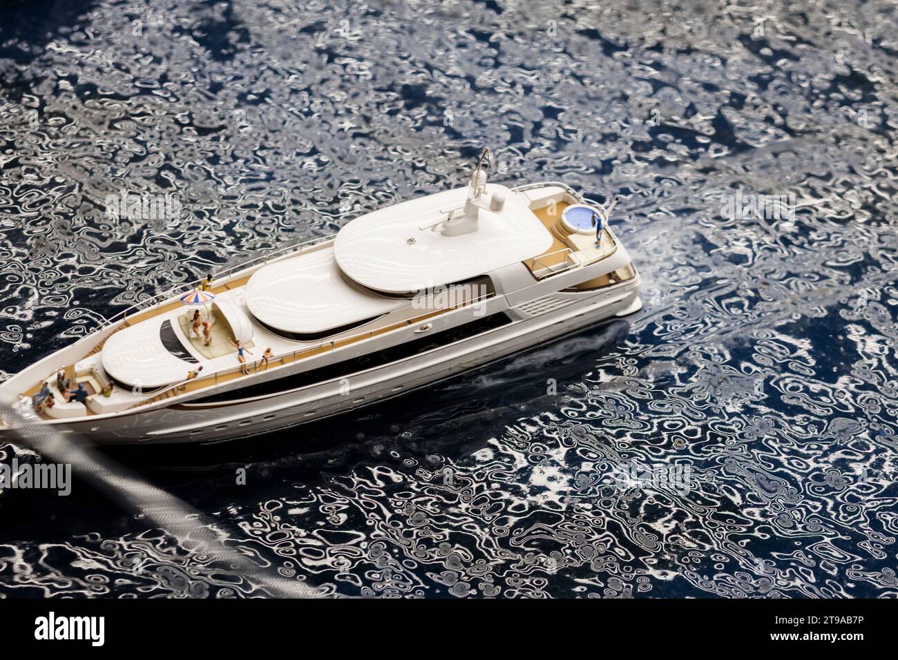 miniature luxury yacht with detailed interiors, a sun deck Stock Photo ...