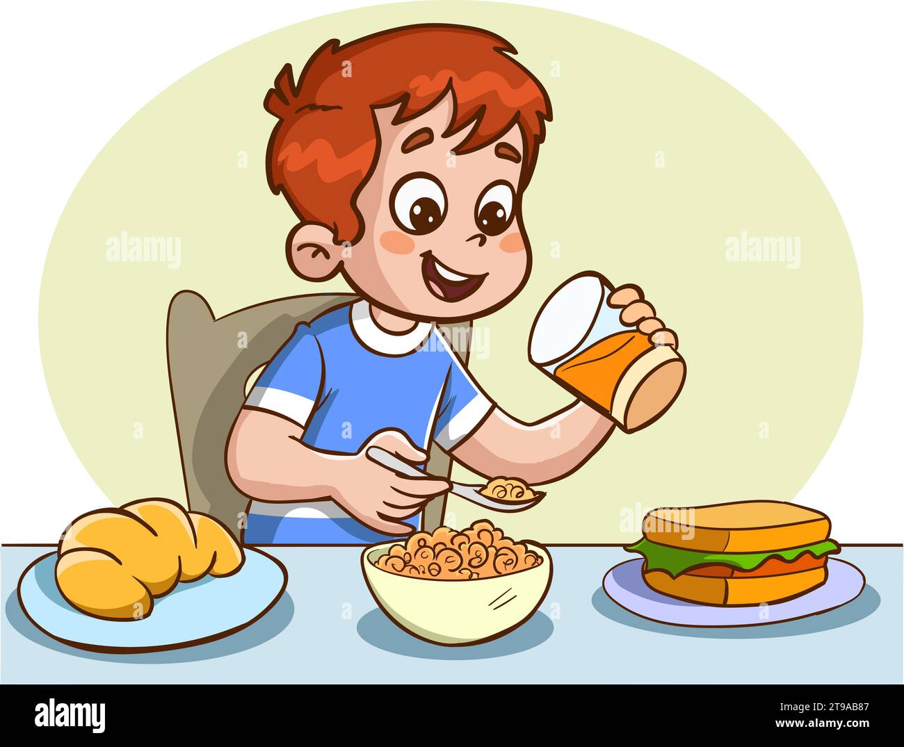 cute kids eating cartoon vector Stock Vector Image & Art - Alamy