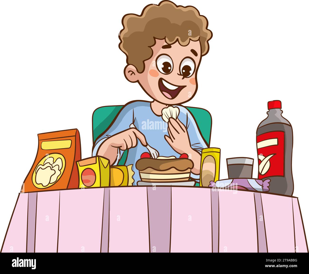 cute kids eating cartoon vector Stock Vector Image & Art - Alamy