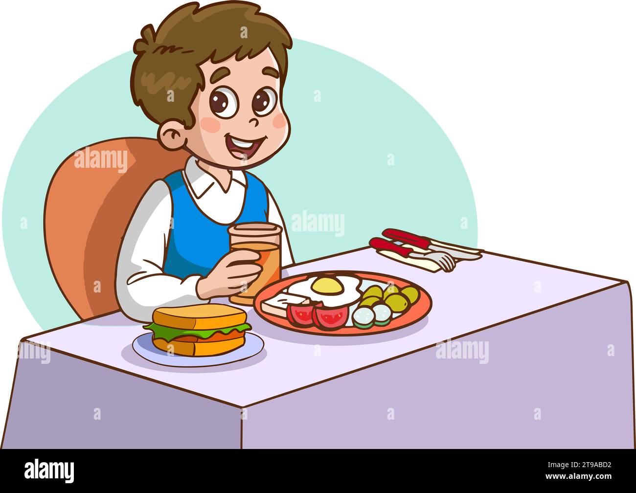 cute kids eating cartoon vector Stock Vector Image & Art - Alamy