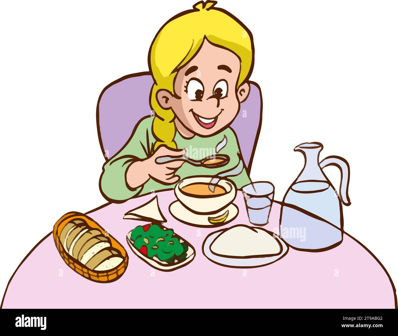 cute girl eating cartoon vector Stock Vector Image & Art - Alamy