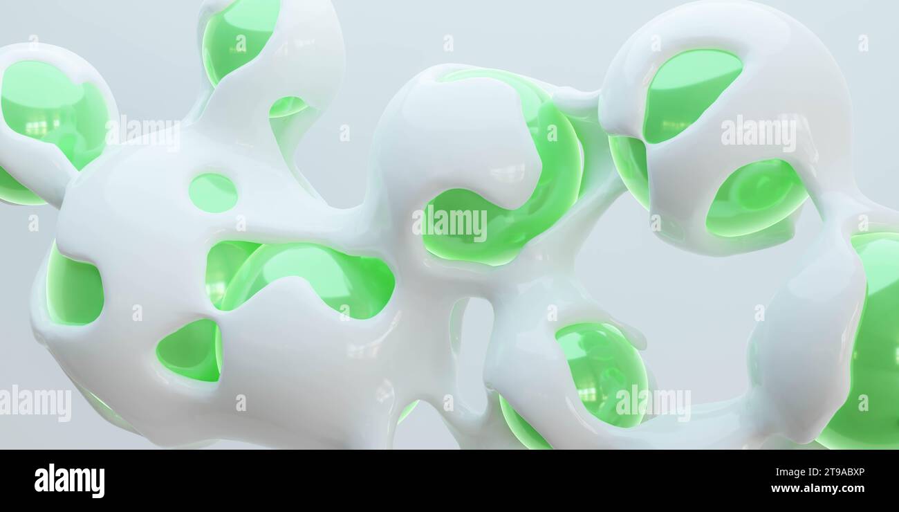 Floating white and green objects in a mesmerizing 3D render 3d render ...