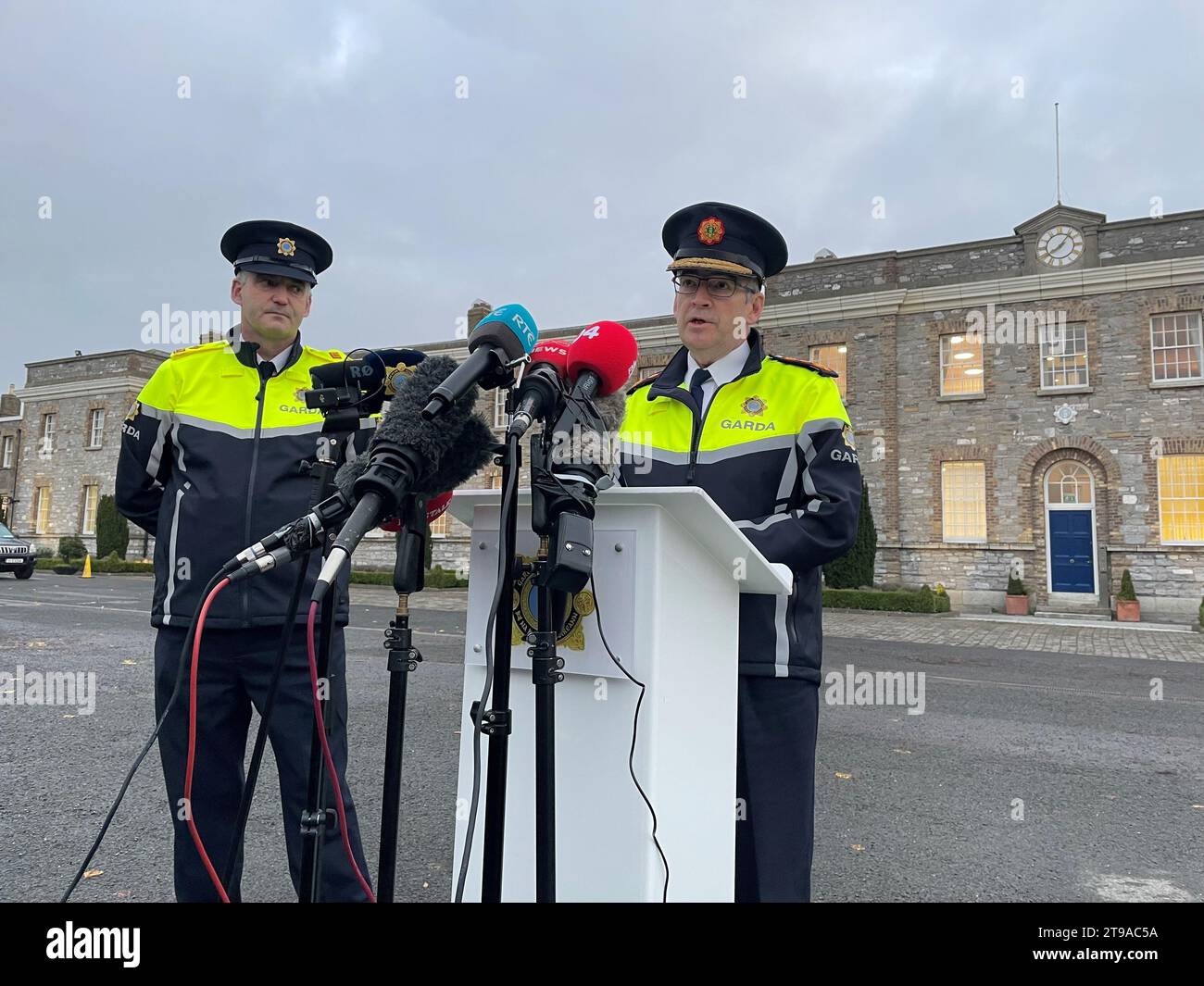 Garda Commissioner Drew Harris speaks to media at Garda HQ in Dublin ...