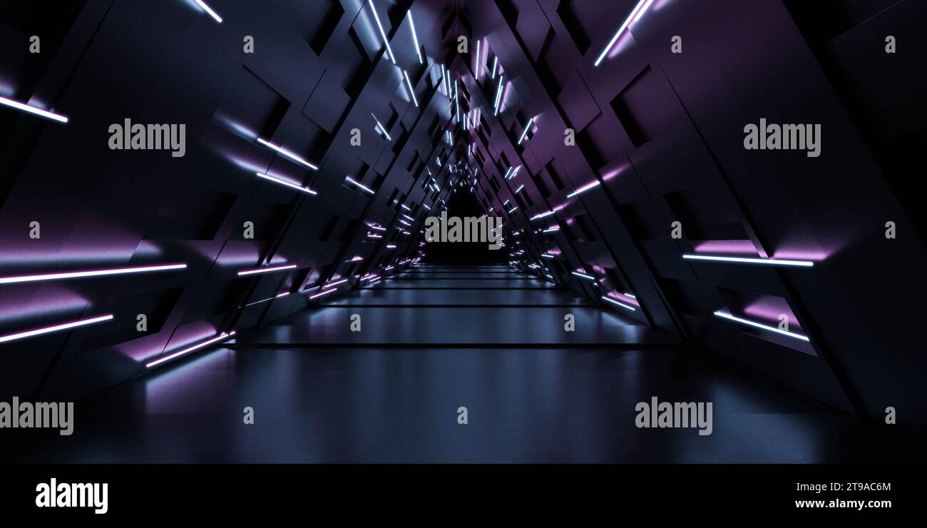 A dark room illuminated by multiple lights in a stunning 3D render 3d ...