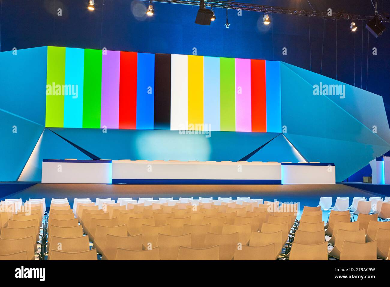 Conference hall. Convention center with podium. Professional meeting ...