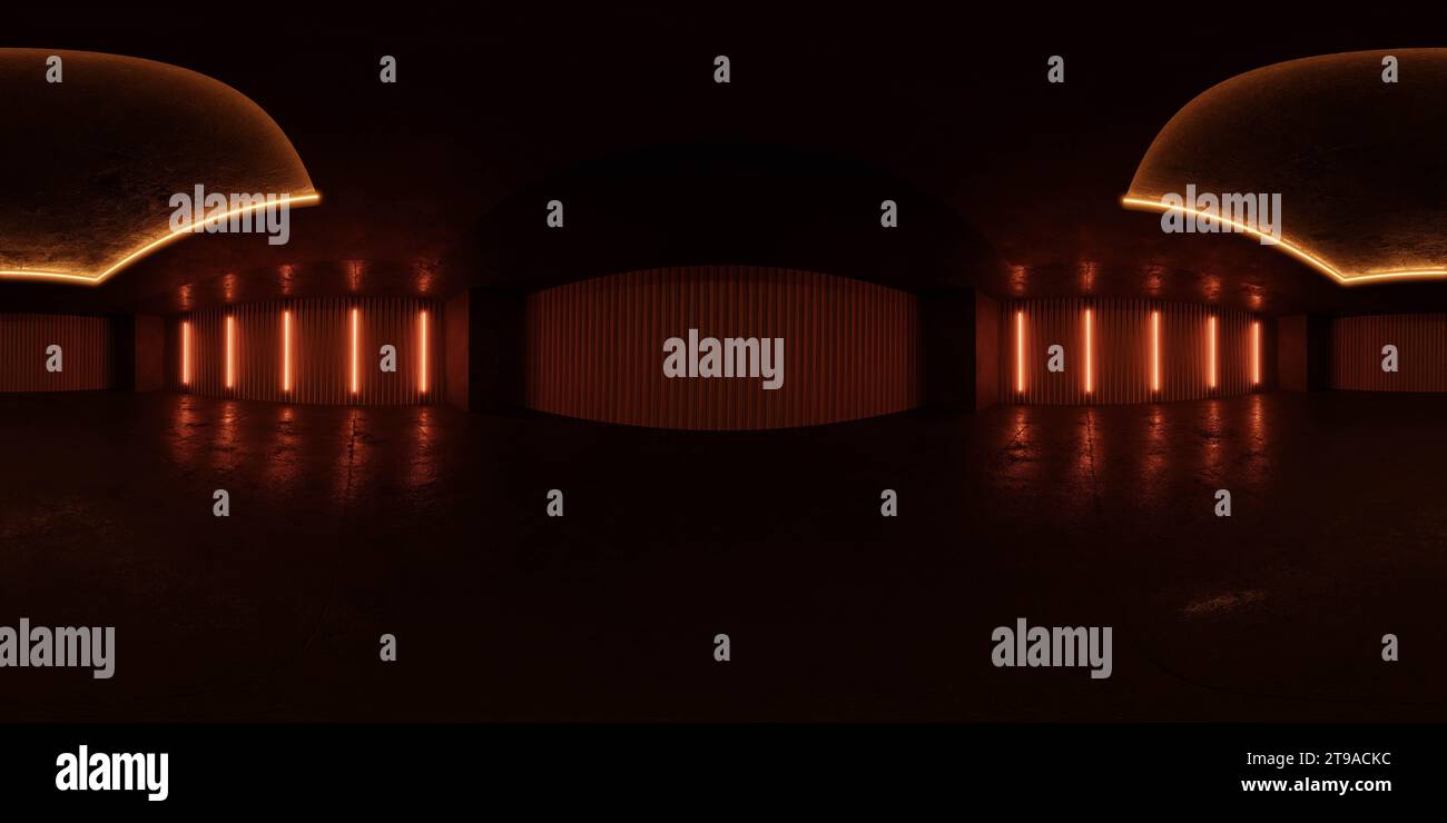 A dimly lit room with round lights creating a mesmerizing atmosphere 3d ...