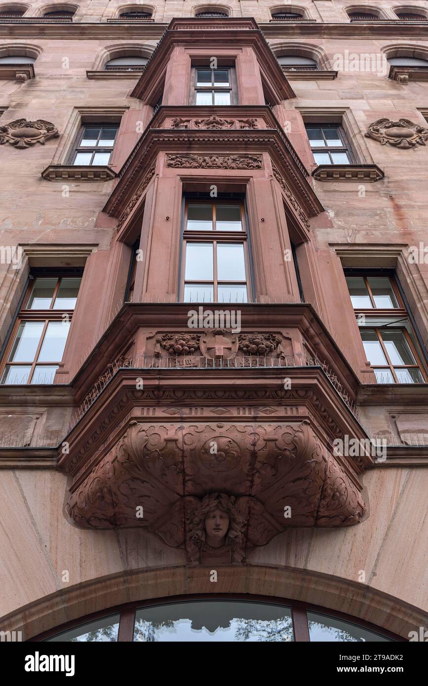 Historic two-storey bay window on a residential building, Koenigstr ...