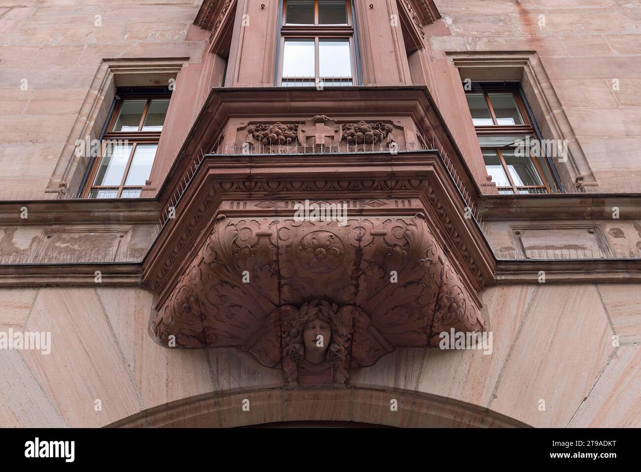 Decorative underside of a historic two-storey bay window, Koenigstr ...
