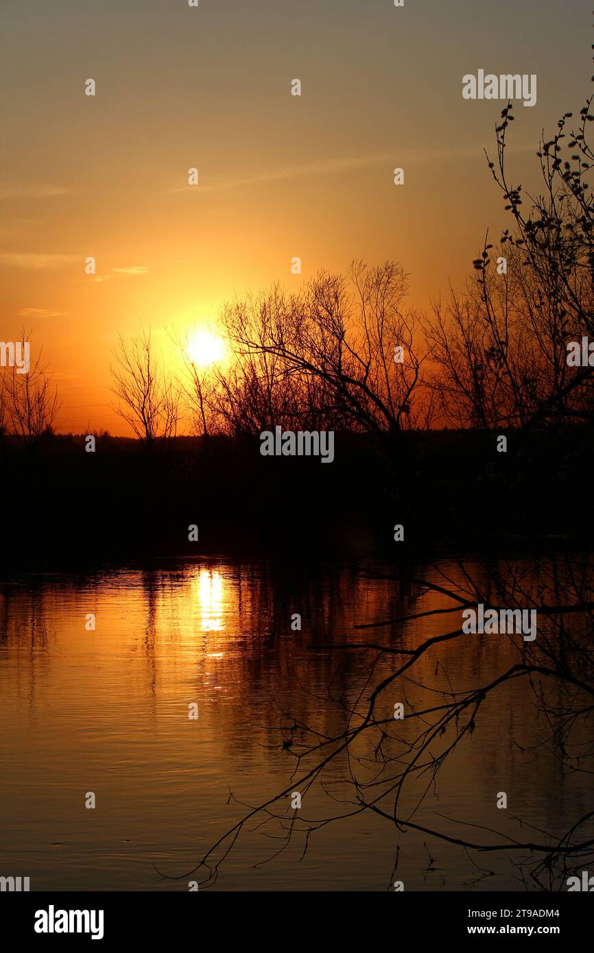 Bright red sunset over hi-res stock photography and images - Alamy