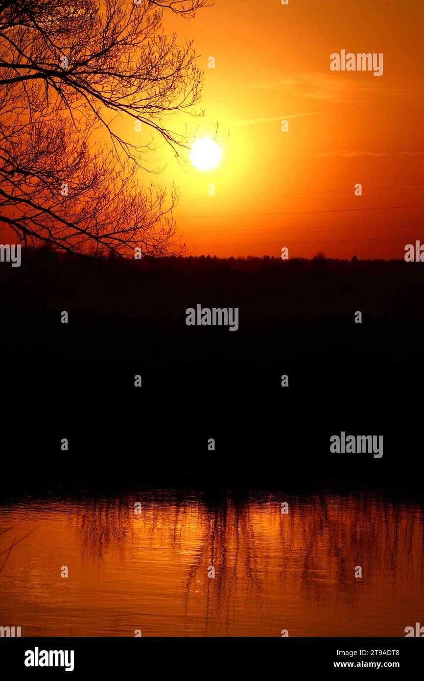 Bright red sunset over hi-res stock photography and images - Alamy