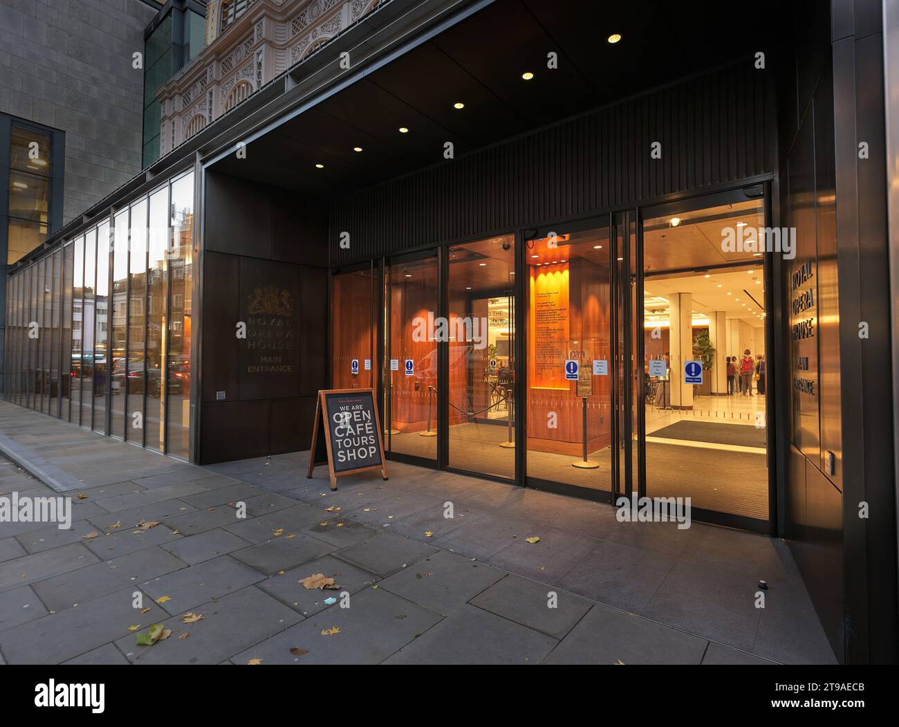 Entrance to the café and shop at the Royal Opera House (ROH), Covent ...