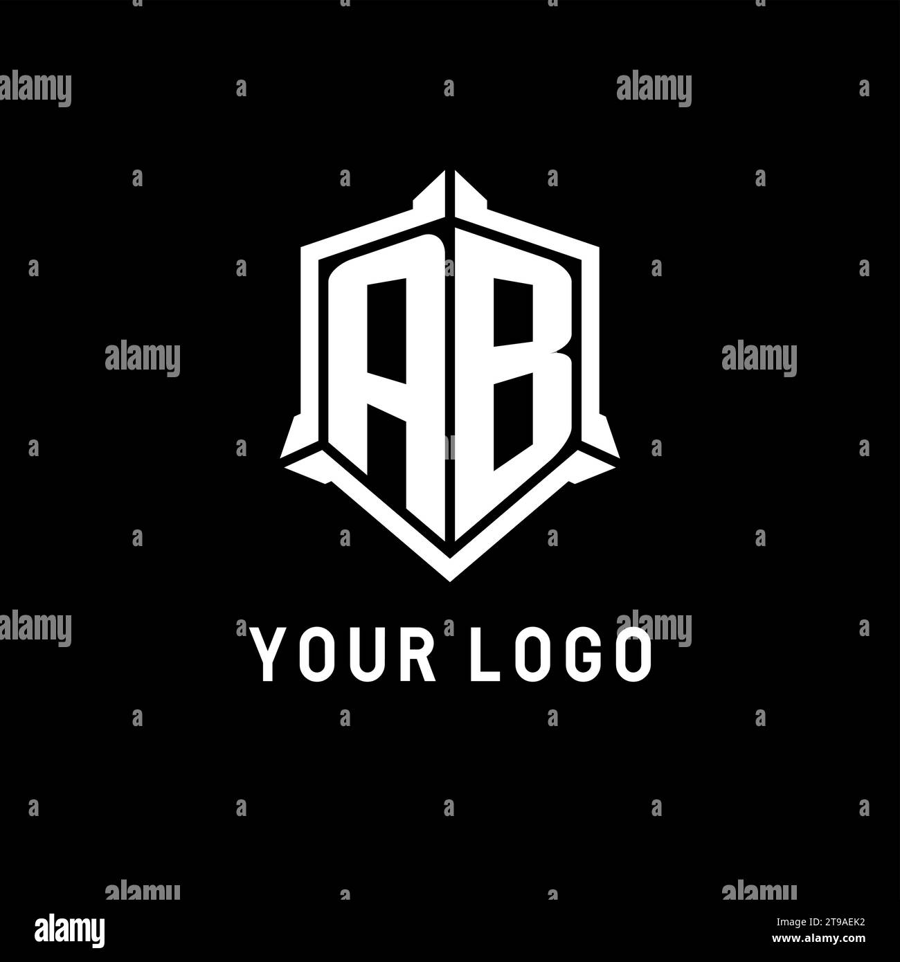 AB logo initial with shield shape design style vector graphic Stock ...