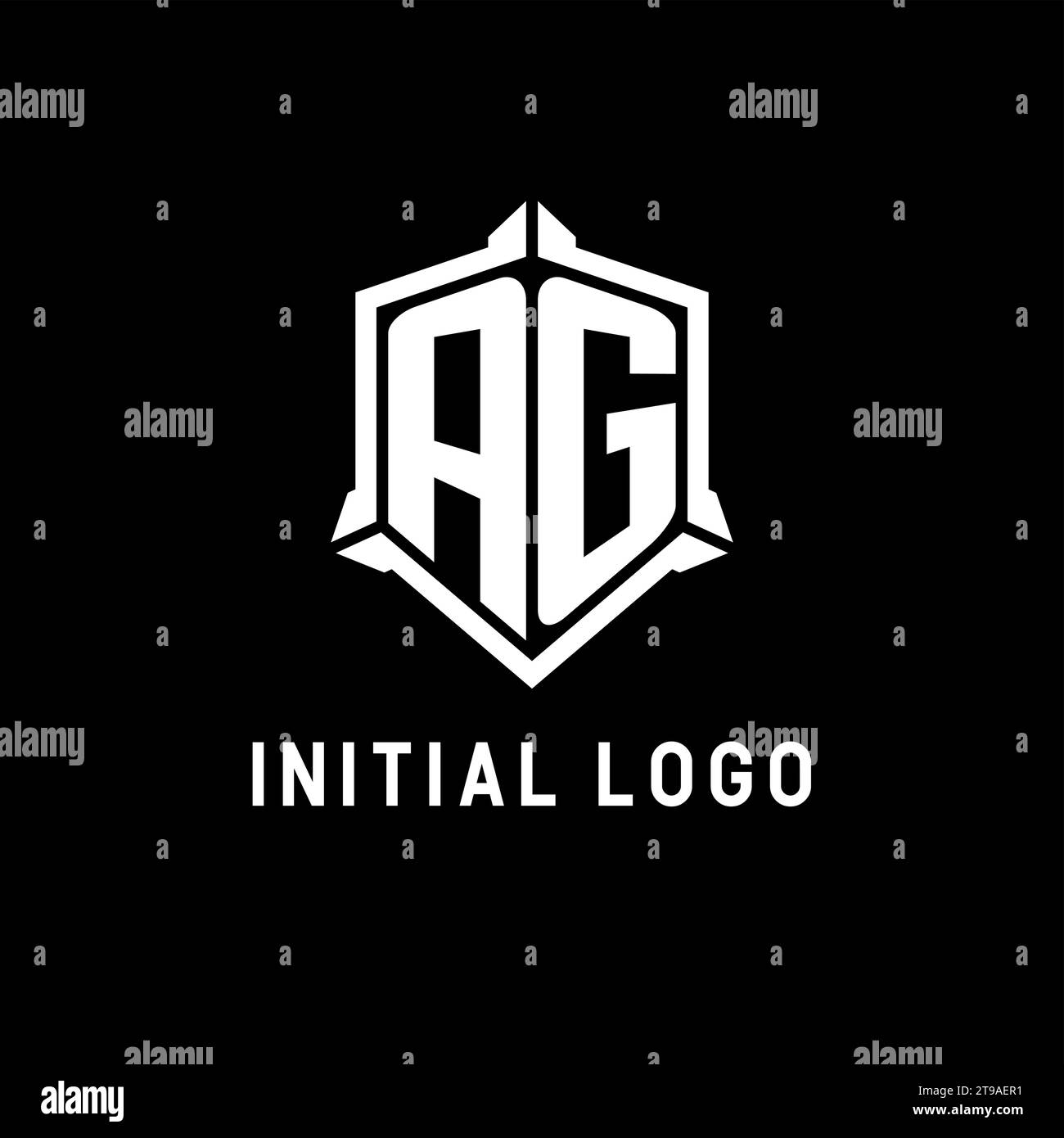 AG logo initial with shield shape design style vector graphic Stock ...