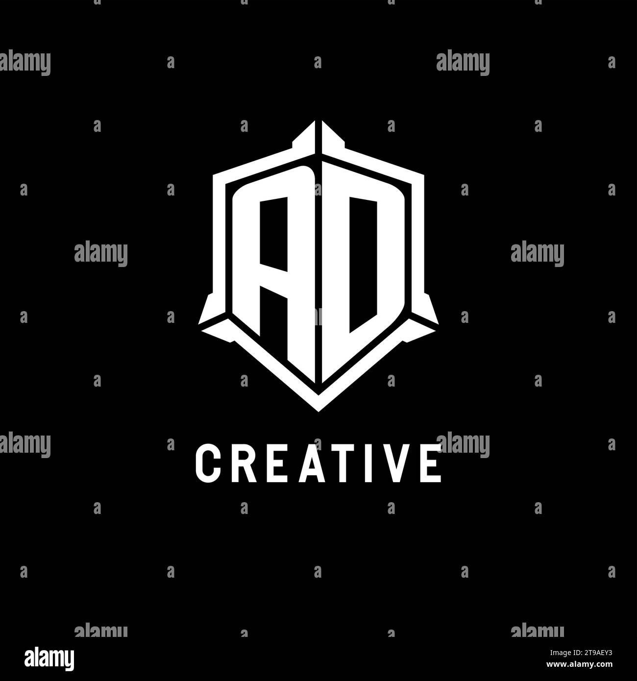 AD logo initial with shield shape design style vector graphic Stock ...