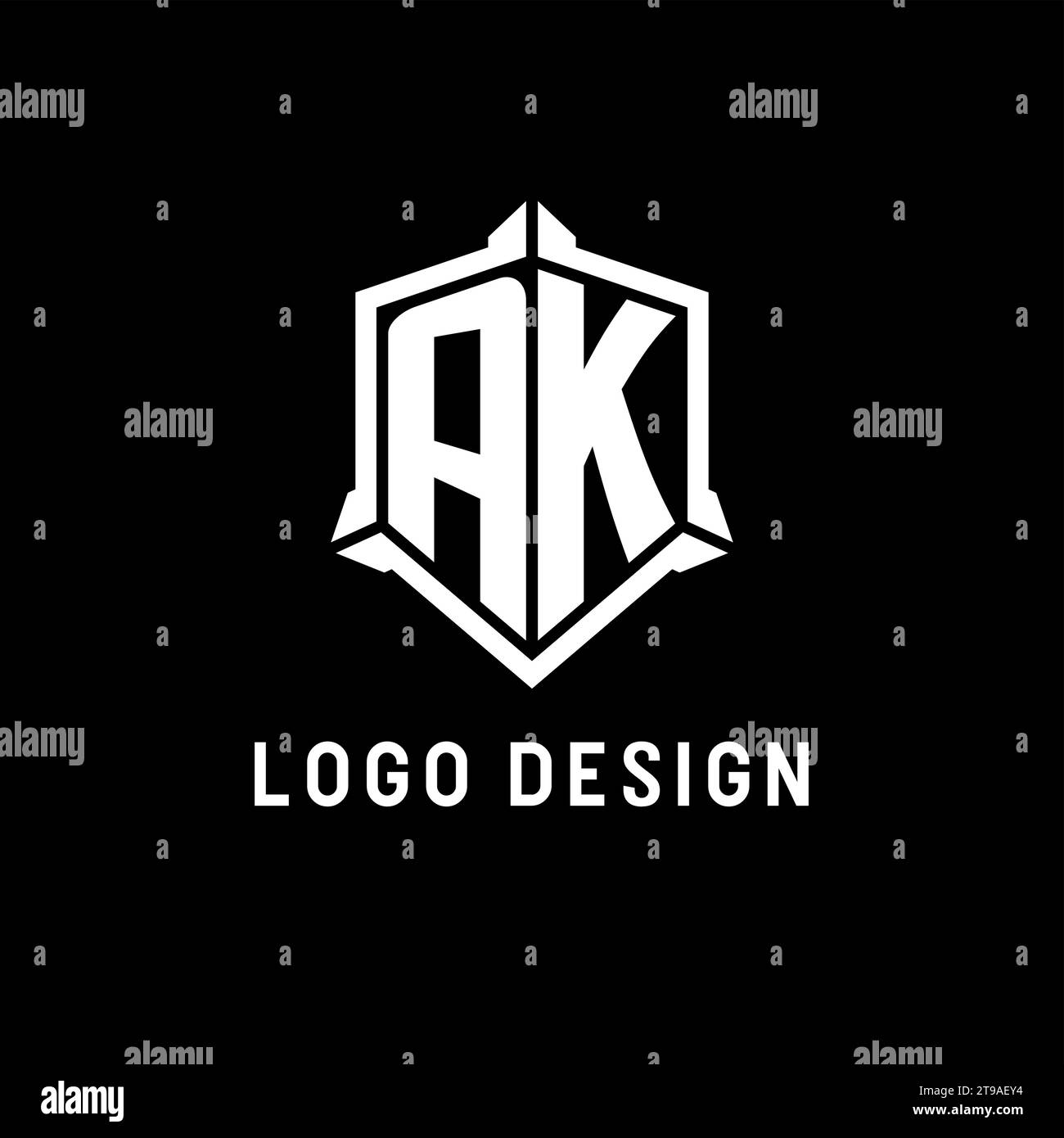 AK logo initial with shield shape design style vector graphic Stock ...