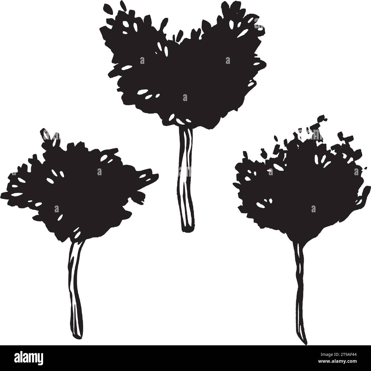 Set. Hand-drawn ink vector. Sketch of a mandarin tree. Logo concept ...