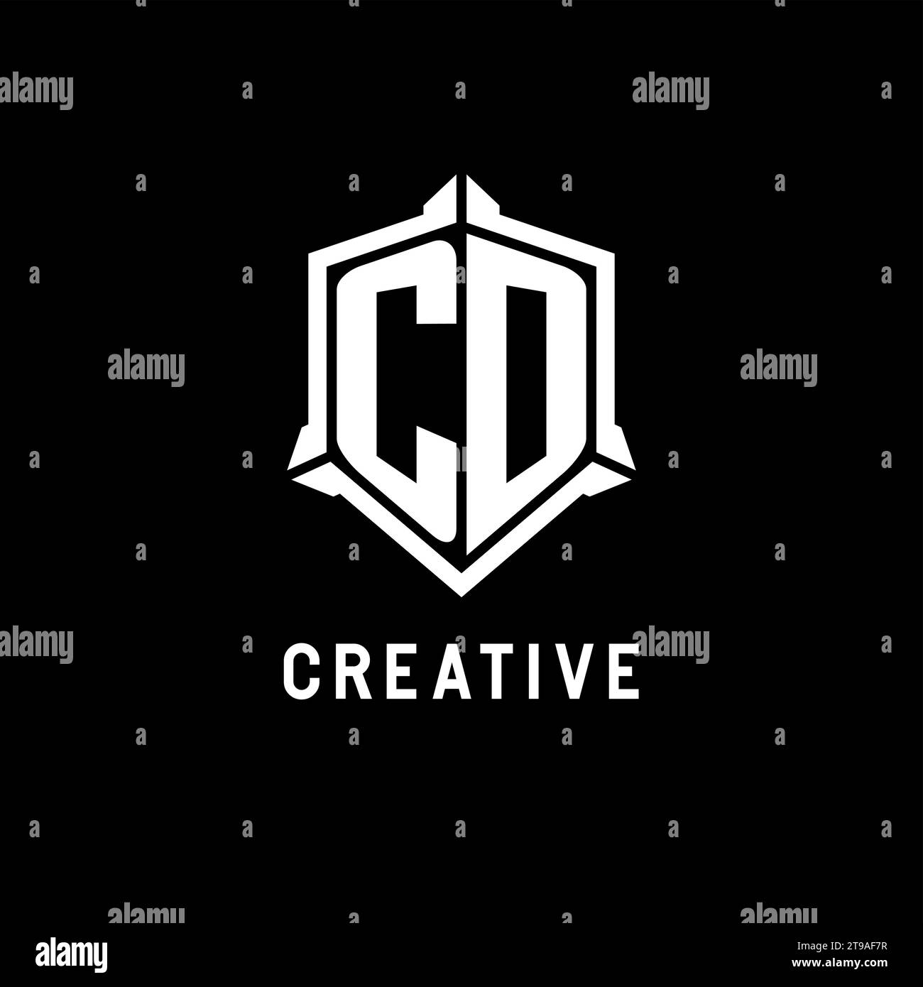 CD logo initial with shield shape design style vector graphic Stock ...