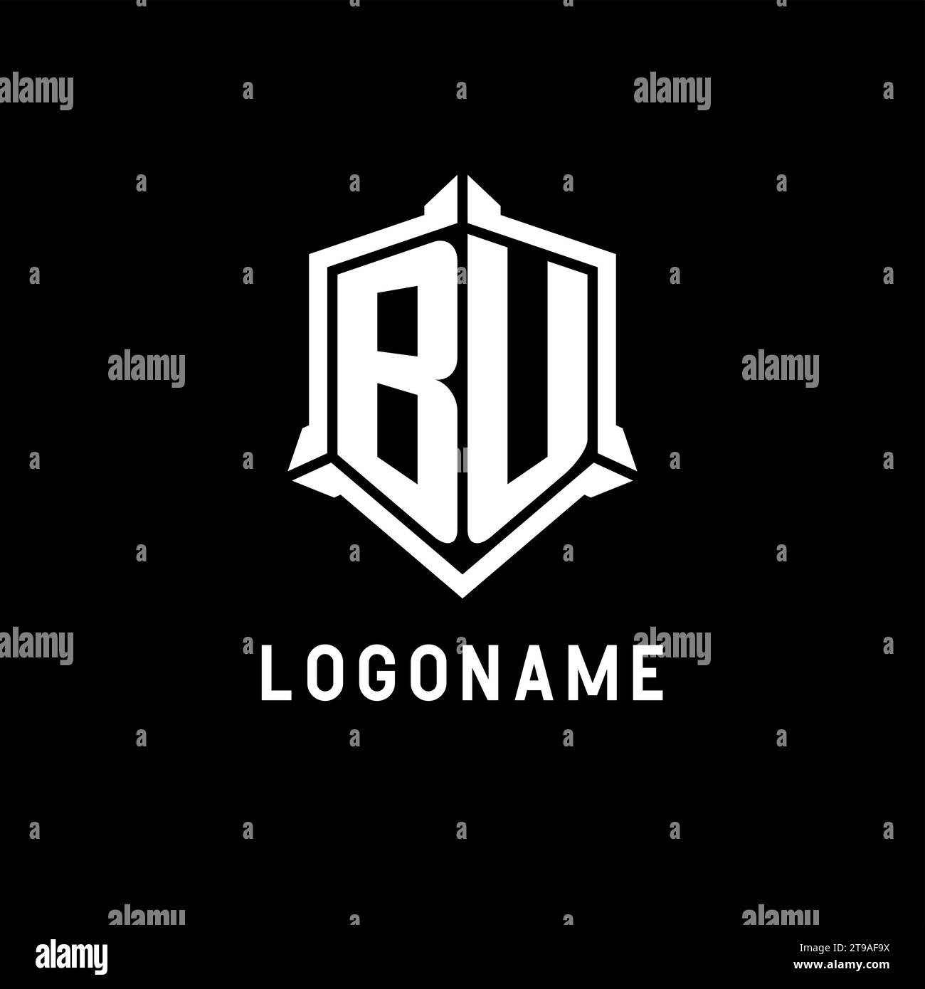 BU logo initial with shield shape design style vector graphic Stock ...