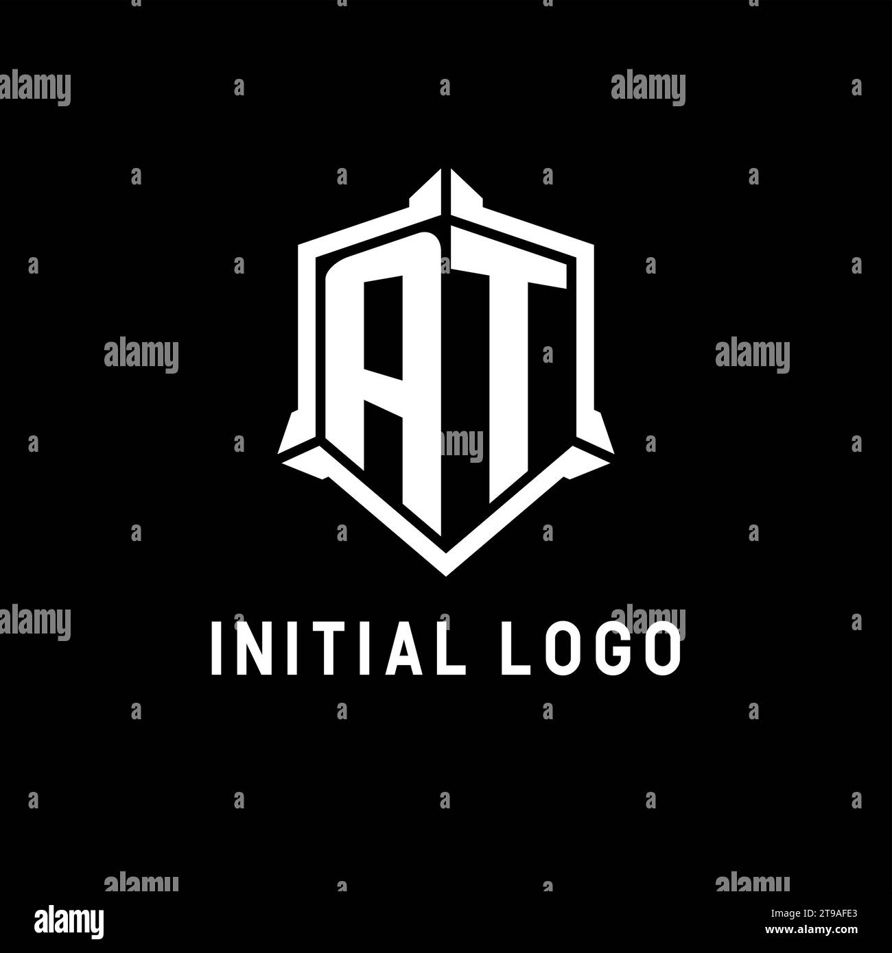 AT logo initial with shield shape design style vector graphic Stock ...