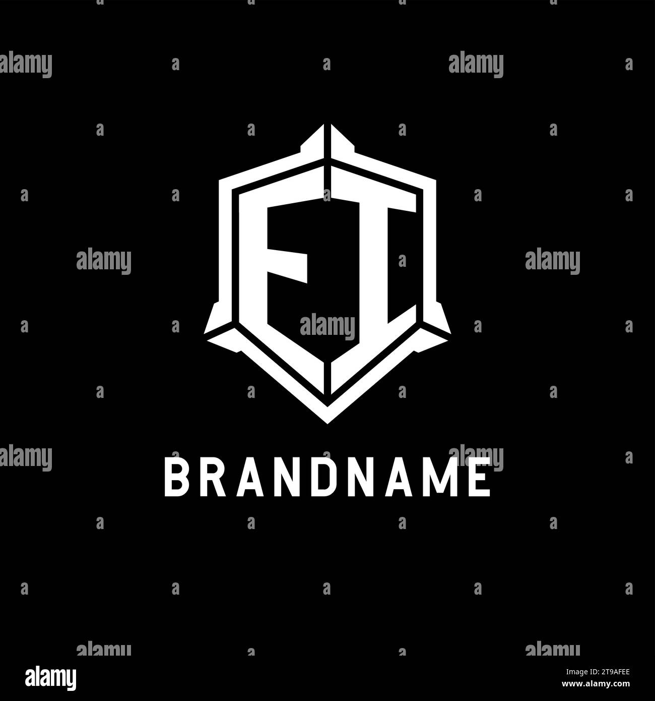 EI logo initial with shield shape design style vector graphic Stock ...