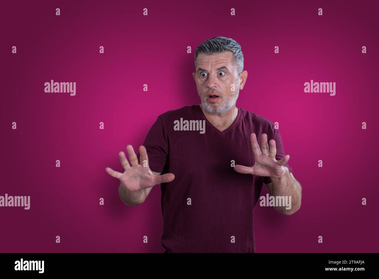 Scared and afraid man. Expressing the emotion of fear Stock Photo - Alamy