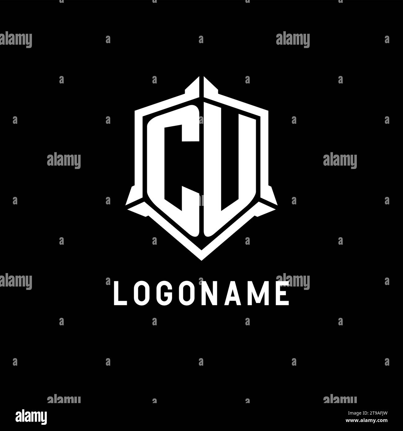 CU logo initial with shield shape design style vector graphic Stock ...
