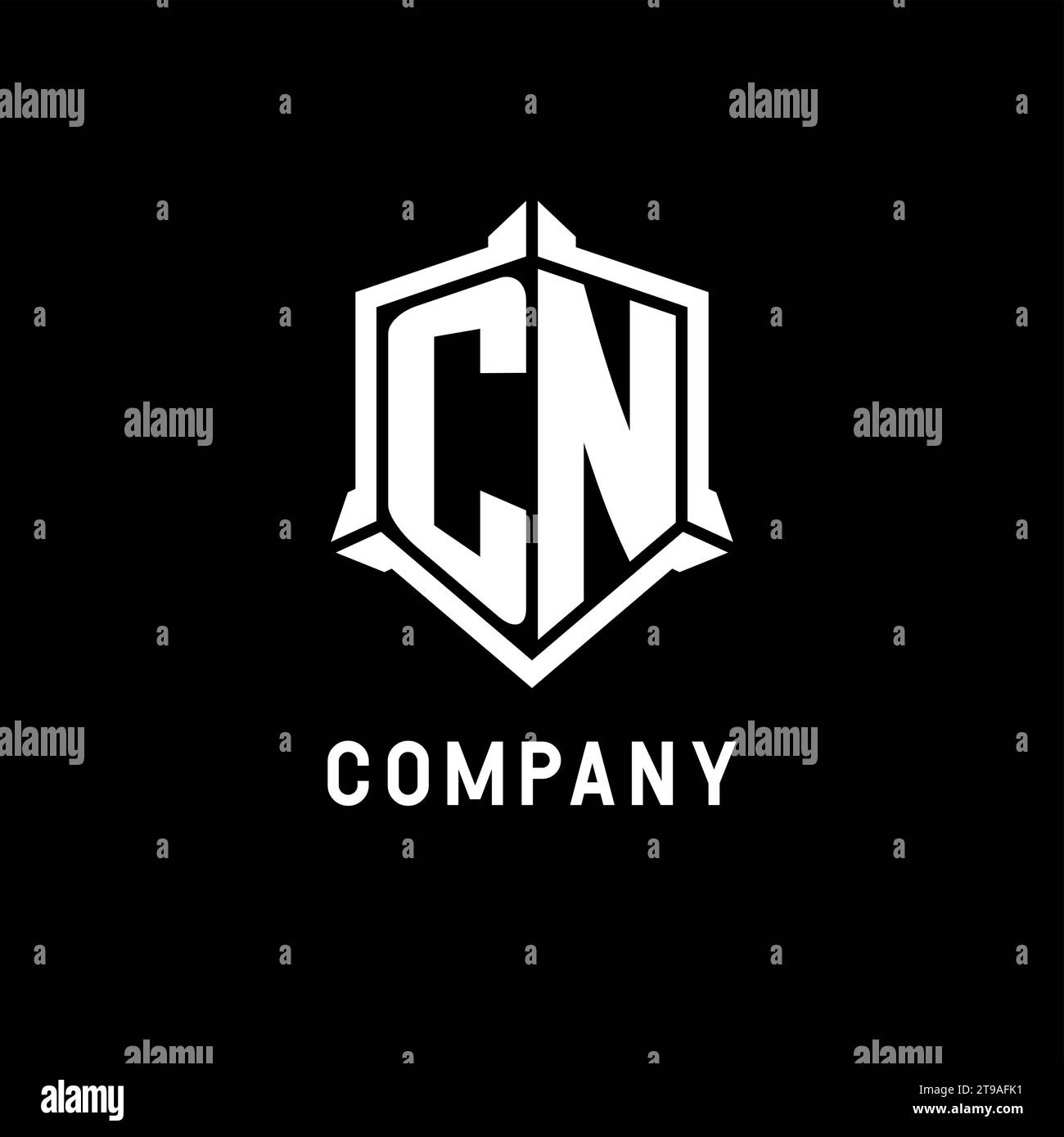CN logo initial with shield shape design style vector graphic Stock ...