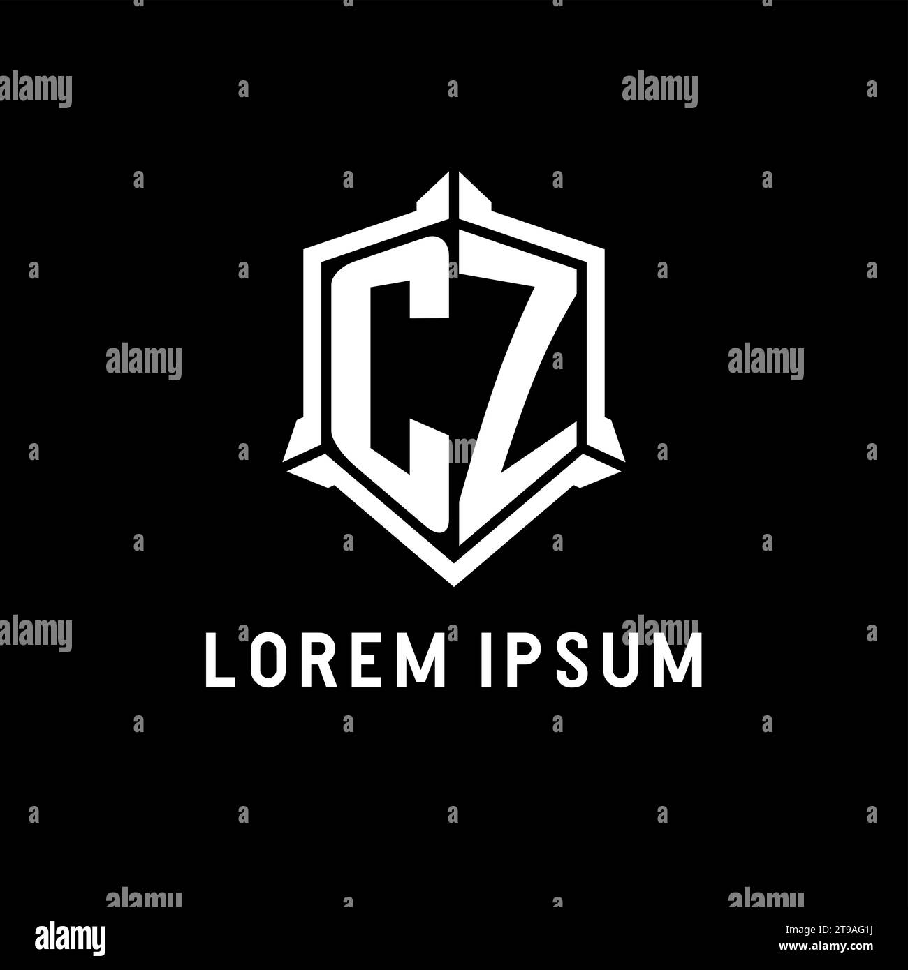 CZ logo initial with shield shape design style vector graphic Stock Vector Image & Art - Alamy