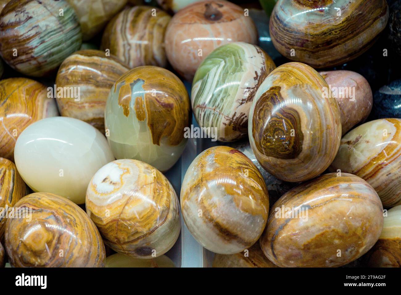 Bright Colorful marble eggs as natural mineral rock specimen Stock ...