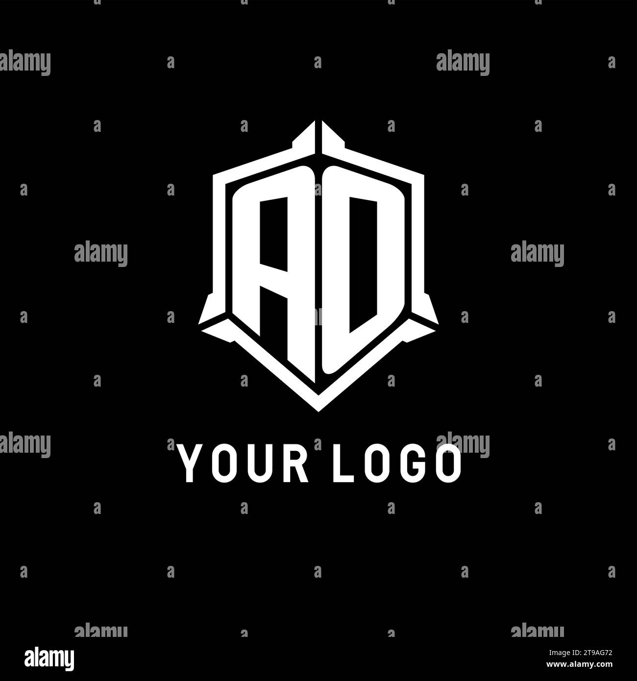 AO logo initial with shield shape design style vector graphic Stock ...
