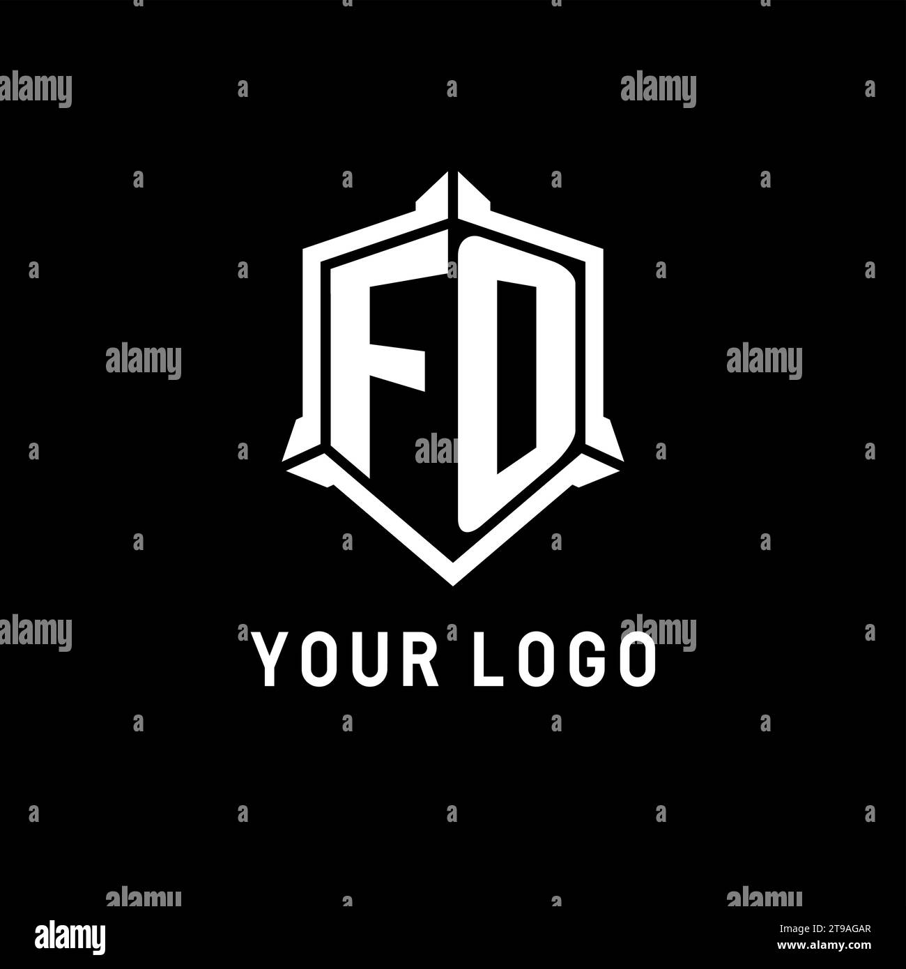 FO logo initial with shield shape design style vector graphic Stock ...
