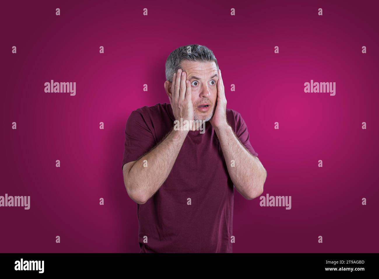 Scared and afraid man. Expressing the emotion of fear Stock Photo - Alamy