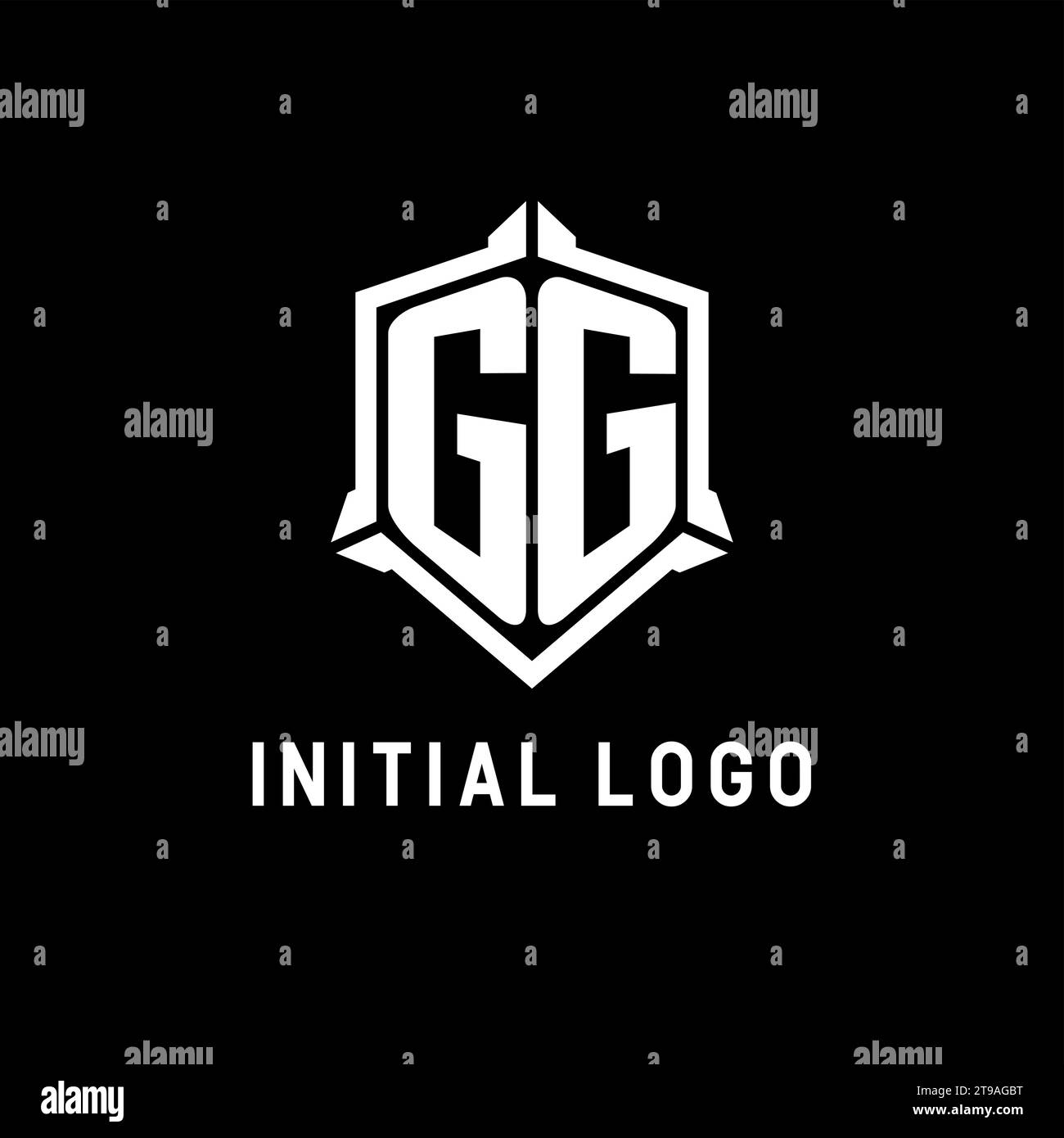 GG logo initial with shield shape design style vector graphic Stock ...