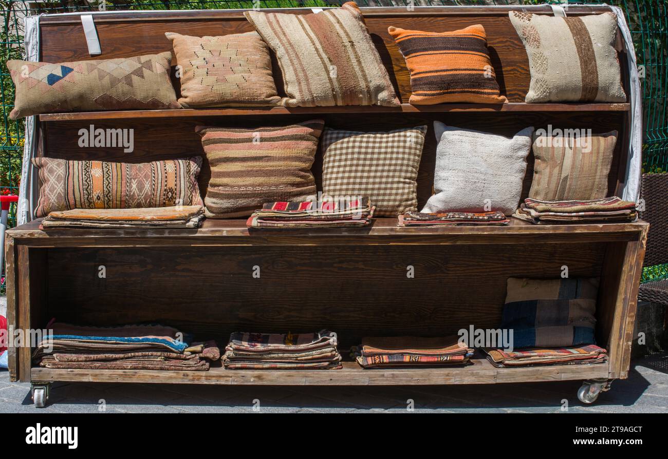 Traditional Turkish handmade colorful natural fabric pillows Stock ...