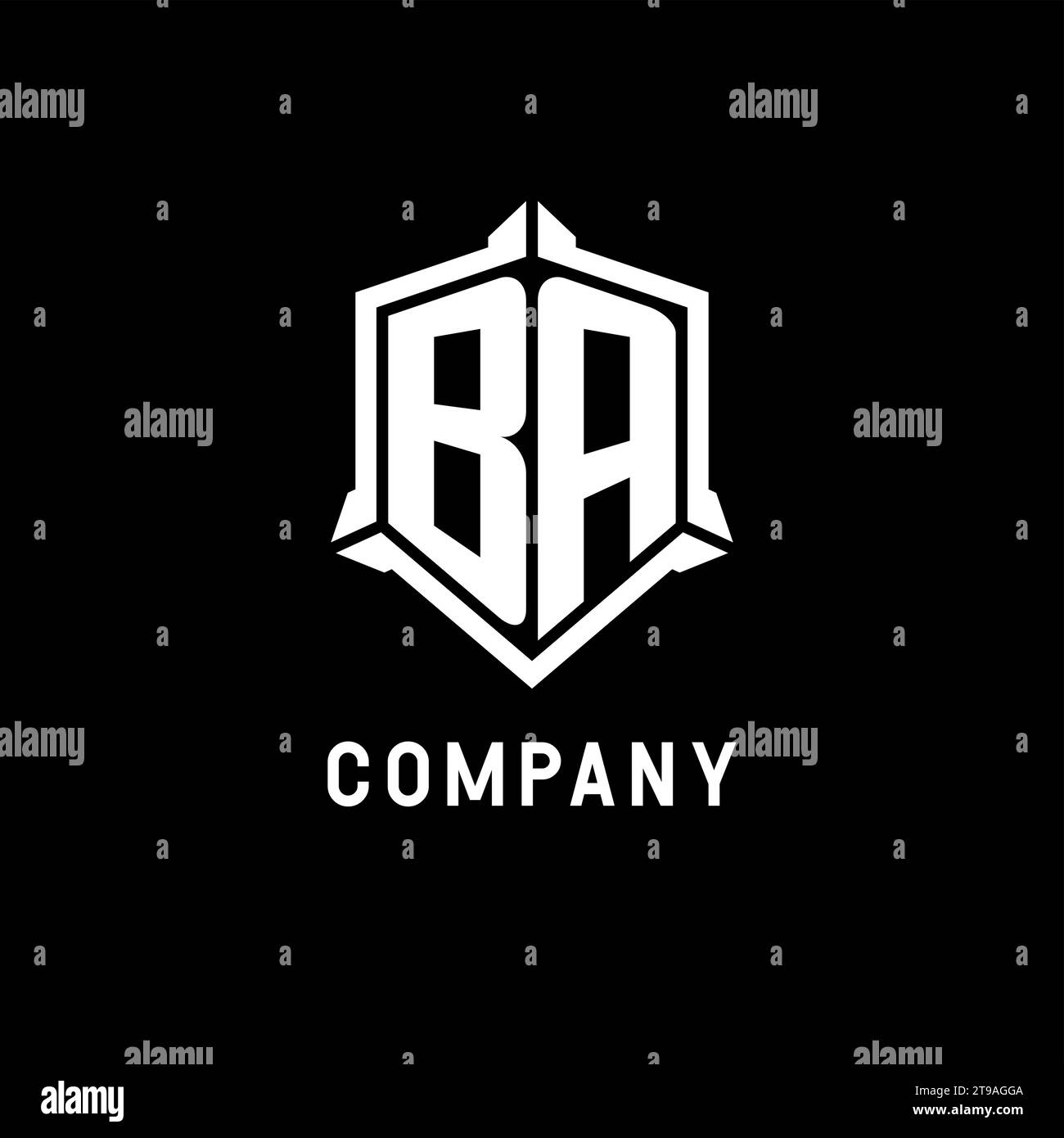 BA logo initial with shield shape design style vector graphic Stock ...