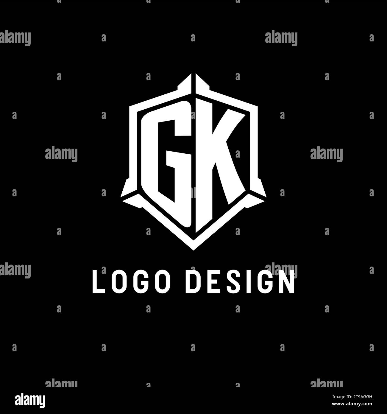 GK logo initial with shield shape design style vector graphic Stock ...